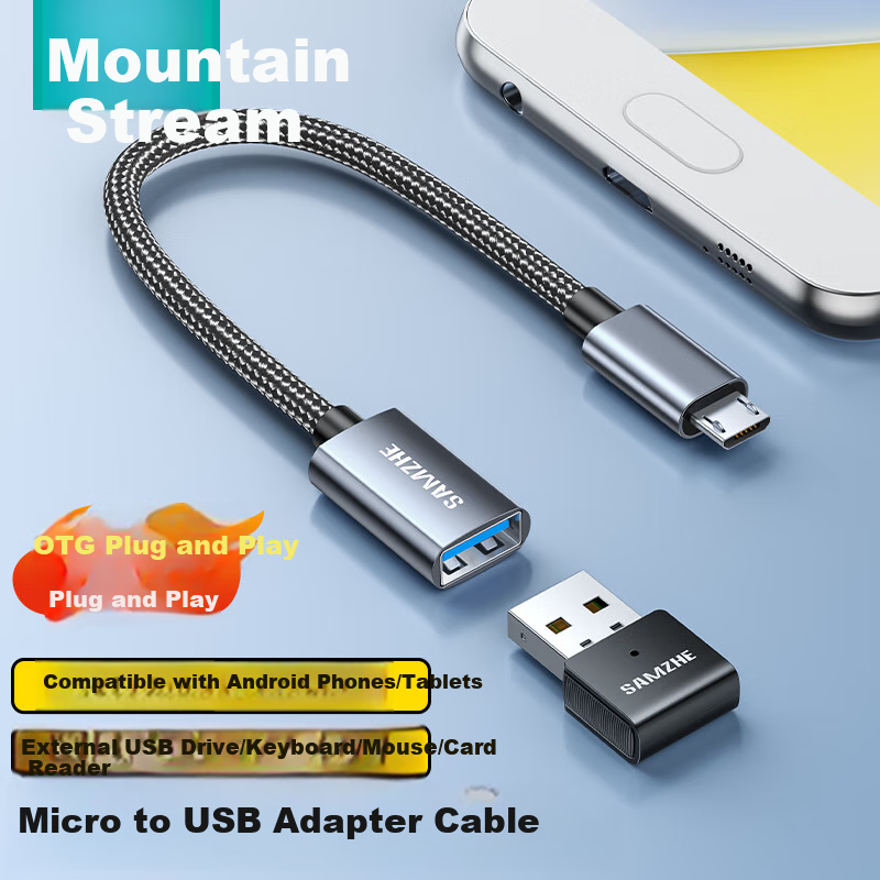 SAMZHE OTG Adapter Cable Micro USB to USB Converter Cable for Android Tablet Phone U Disk Compatible with Huawei Xiaomi Vivo Oppo Samsung MA201-1