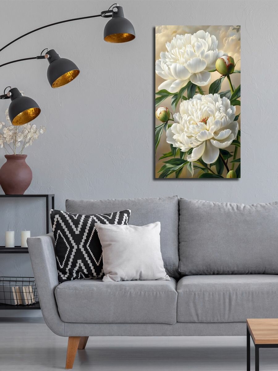 Картина на холсте LOFTime 60х100 Пионы бел масло КБ-1545-60100