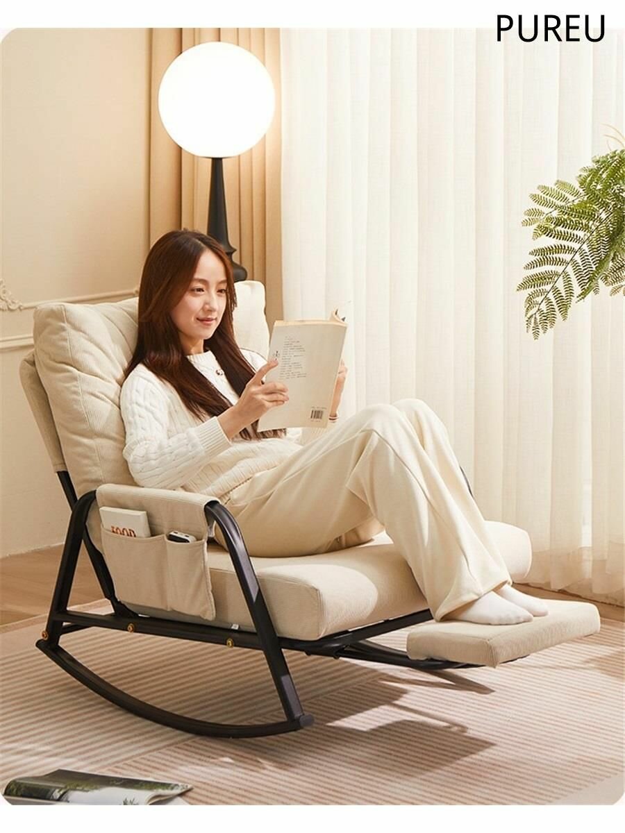 Диван-качалка PUREU, белый, беспружинный, вельветовый, металл