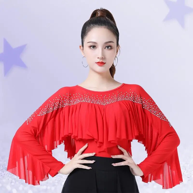 Красный топ для латиноамериканских танцев, 6XL