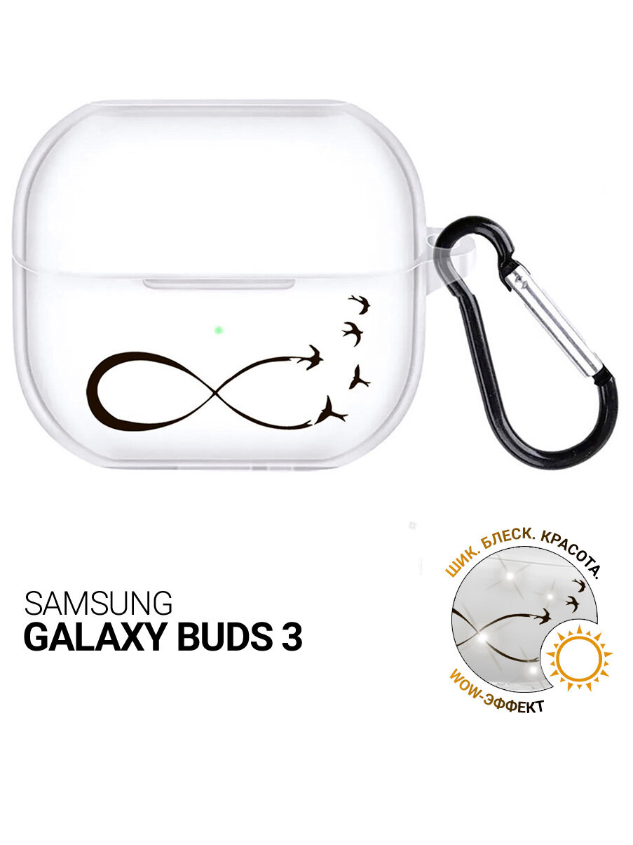 Чехол на Samsung Galaxy Buds 3 с принтом "Бесконечность" прозрачный