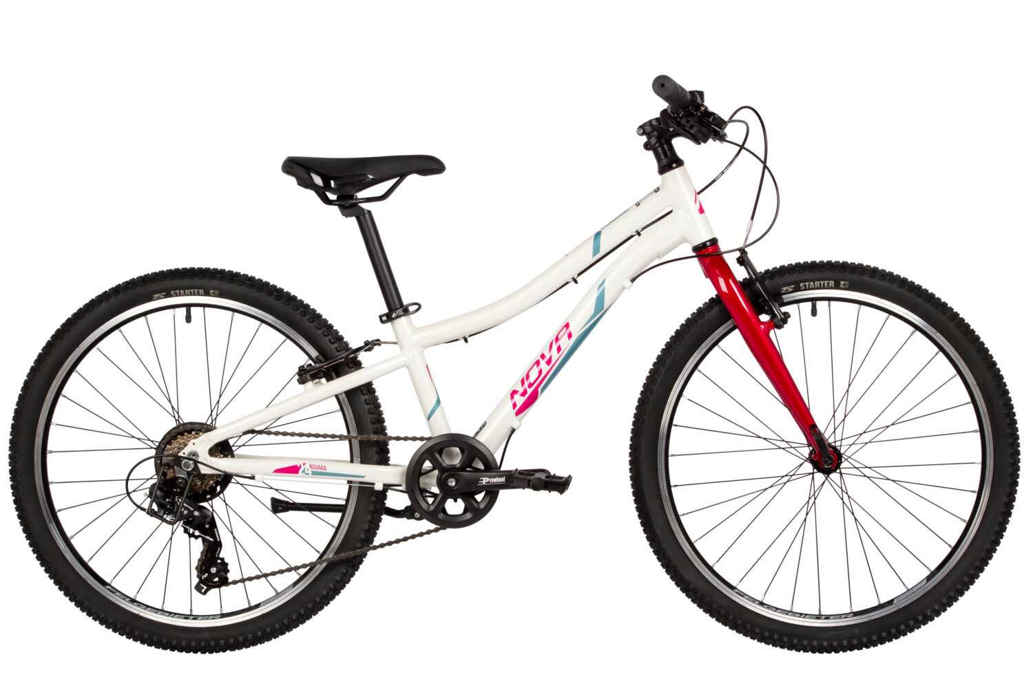 Велосипед Novatrack Novara 6. V 24 (2025), алюминиевая рама, размер, 10", на рост 130-155 см, Белый