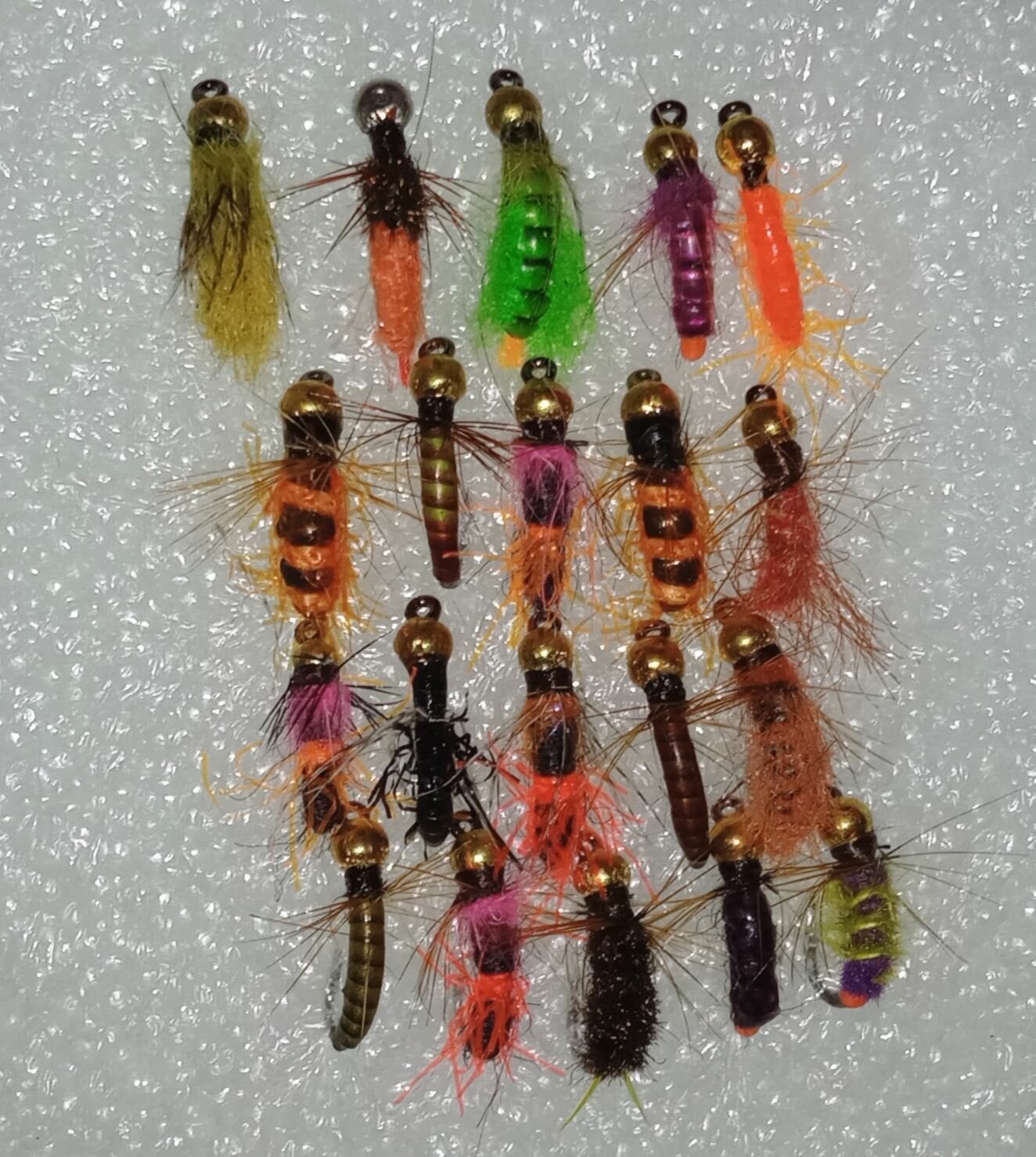 Мушки (мормышки) случайный набор из 20 штук для рыбалки на хариуса и ленка. Крючок No12 и No14. Микс
