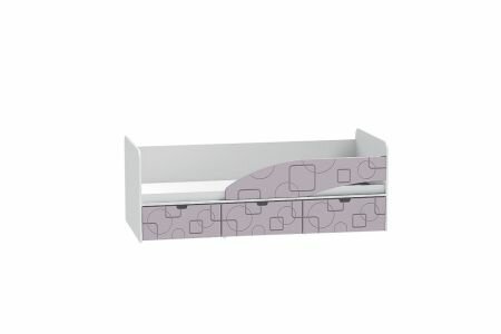 Кровать 3 Бриз МДФ квадрат Правая Ирис и Белый ЛДСП, ширина 190 см, односпальная, в детскую, в подростковую, в спальню