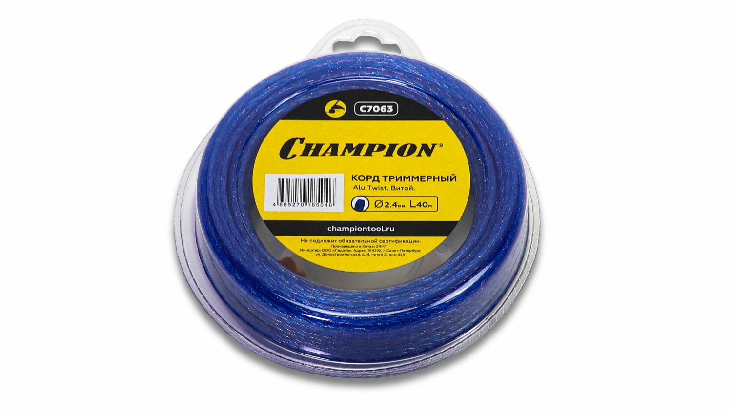 Корд триммерный (леска) CHAMPION Alu Twist 2.4мм*40м (витой)