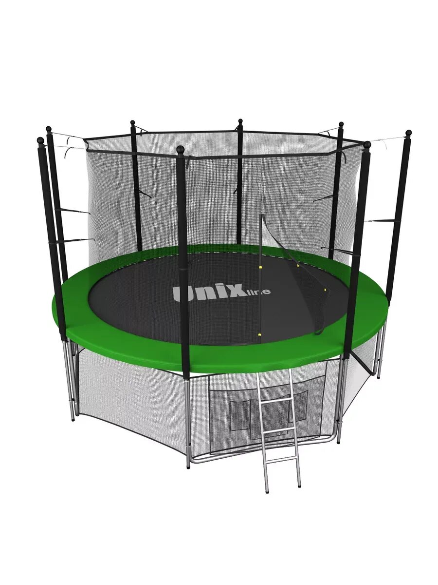 Батут UNIX Line Классик/Classic внутренняя сетка 8 ft, до 150 кг, в комплекте лестница, нижняя сетка, для улицы, дачи