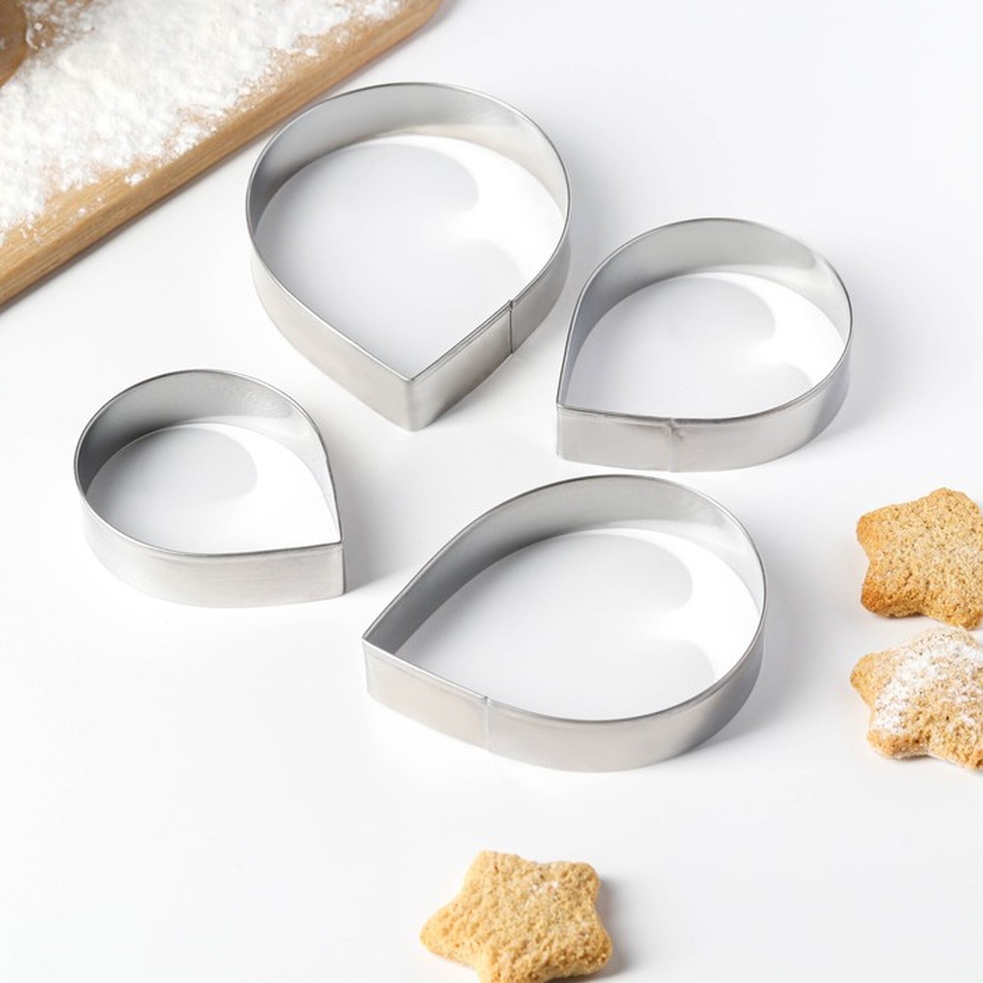 Набор форм для вырезания печенья «Лепестки розы», 9,6×7,7 см, 4 шт, цвет хромированный