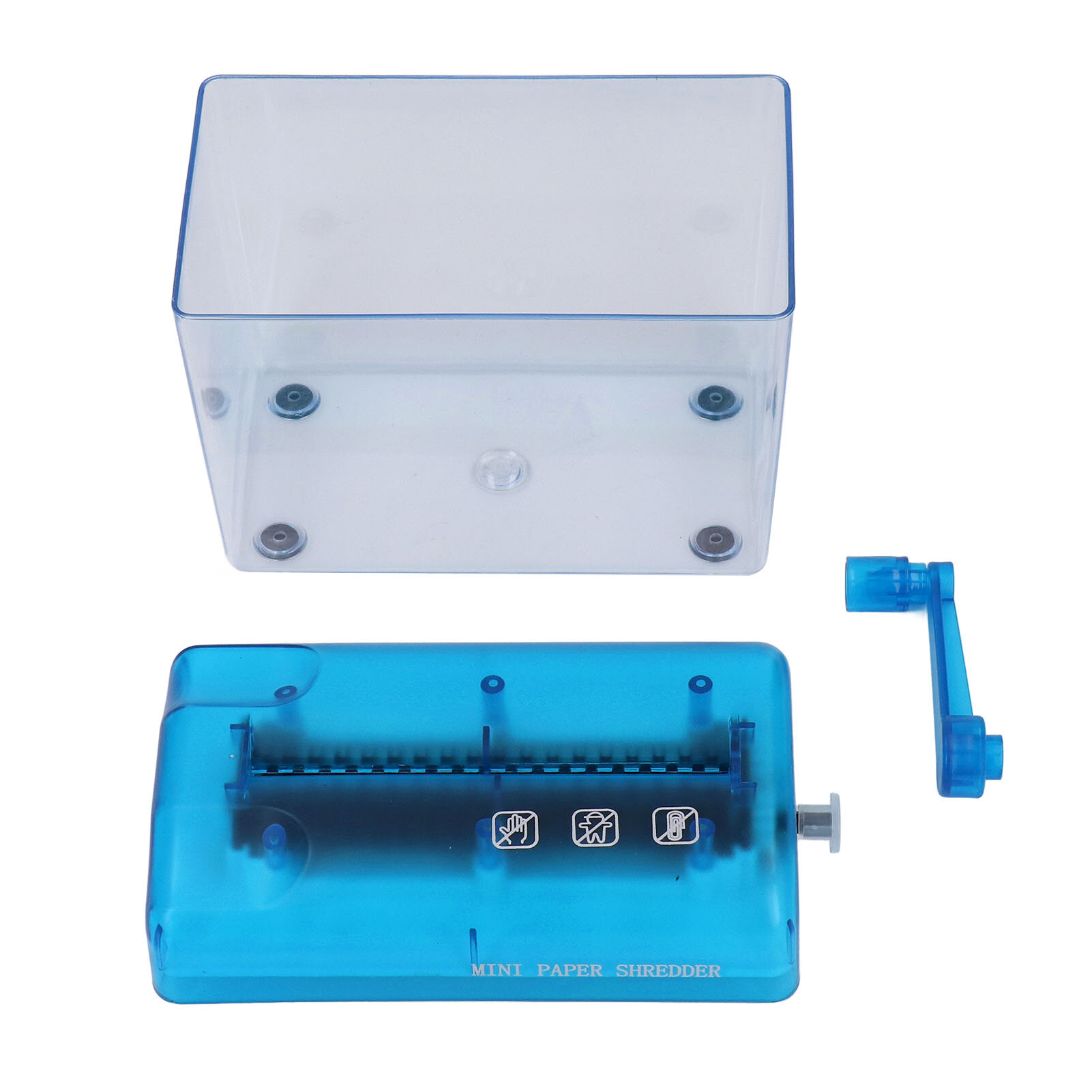 Ручной шредер для бумаги формата A6, настольный, для офиса, школы и дома, синий.