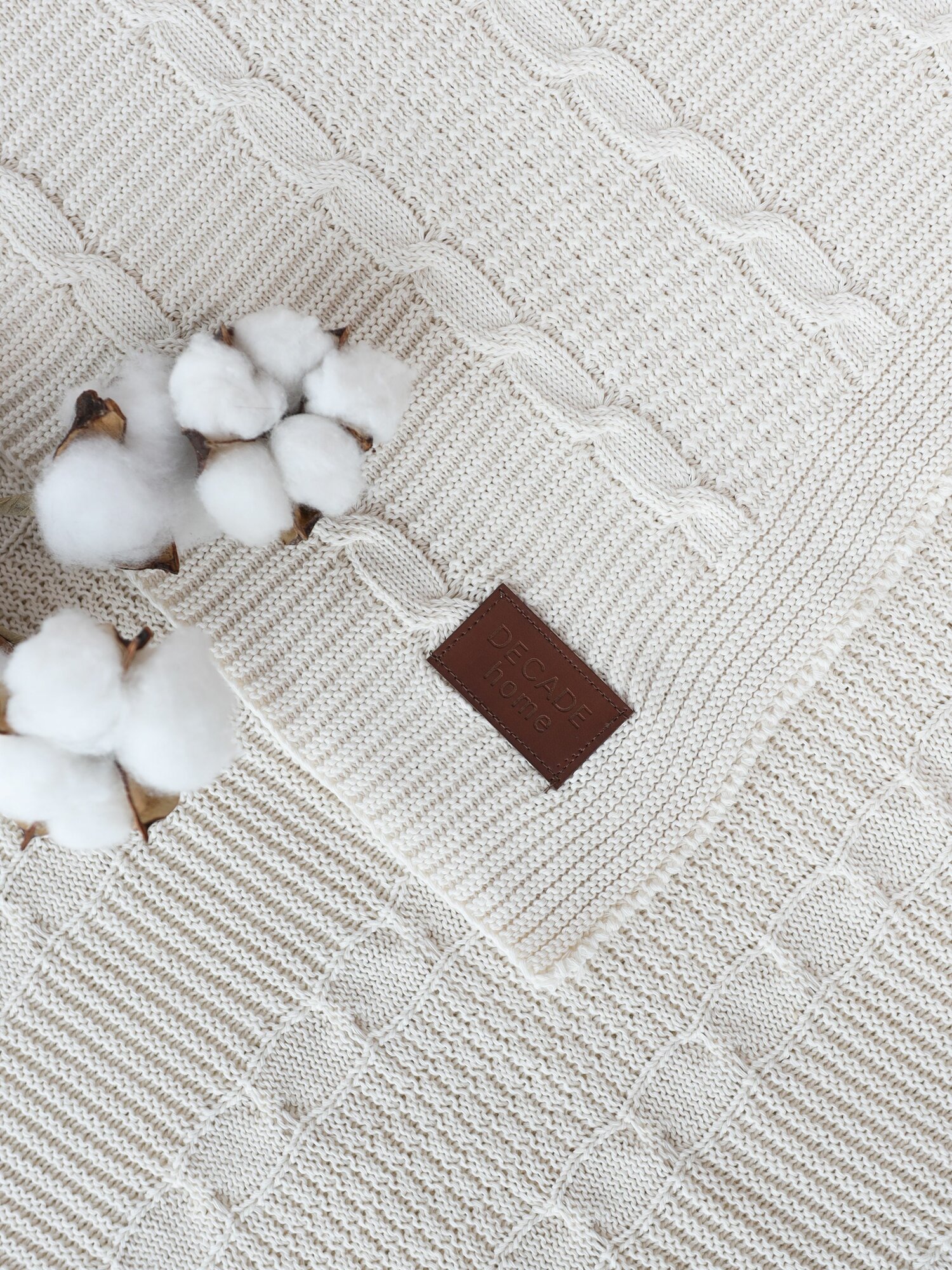 Плед DECADE Home "Полоска", вязаный, хлопок, 150x200, для уюта дома