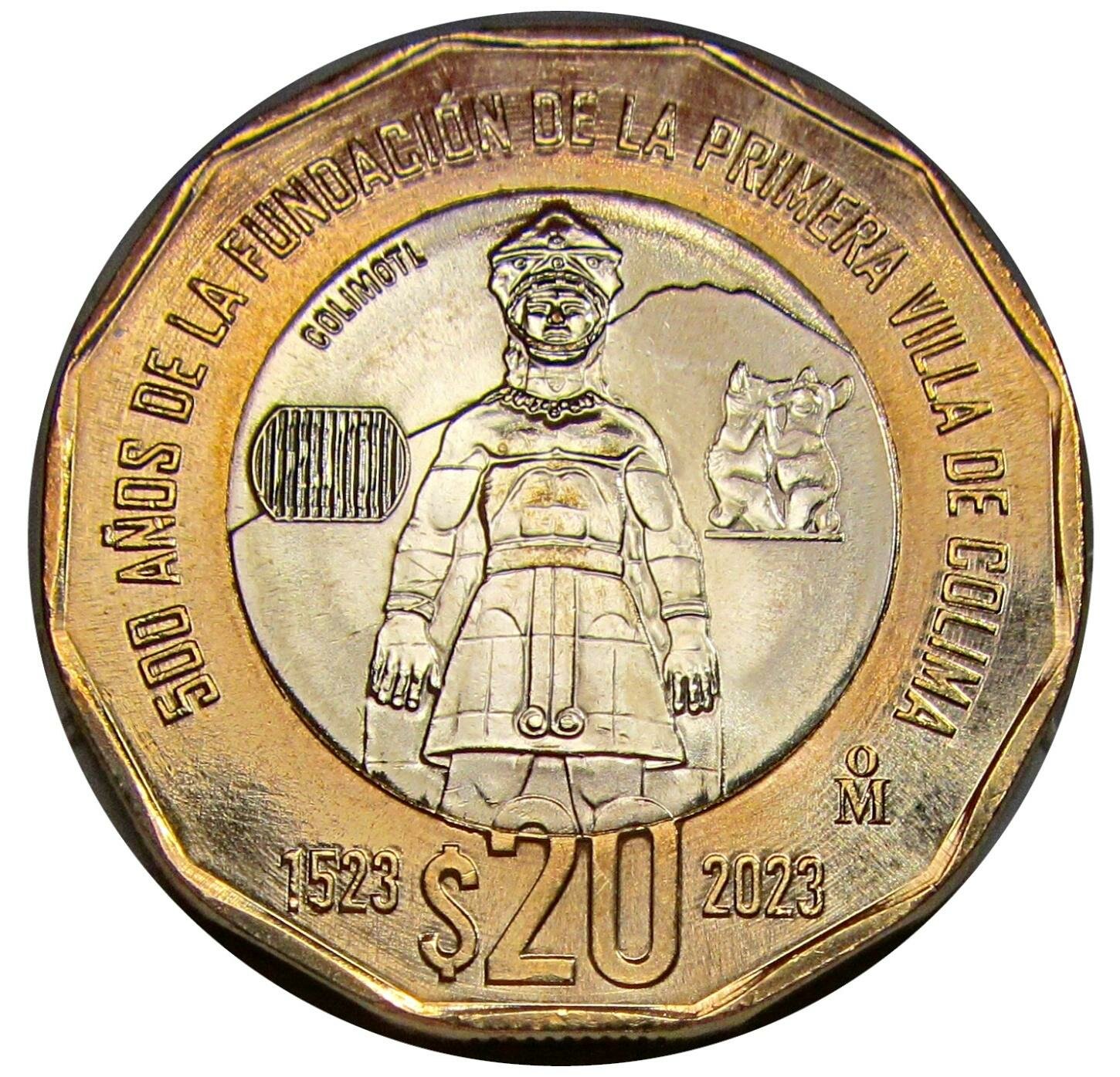 20 песо 2023 Мексика, 500 лет со дня основания города Колима, Unc