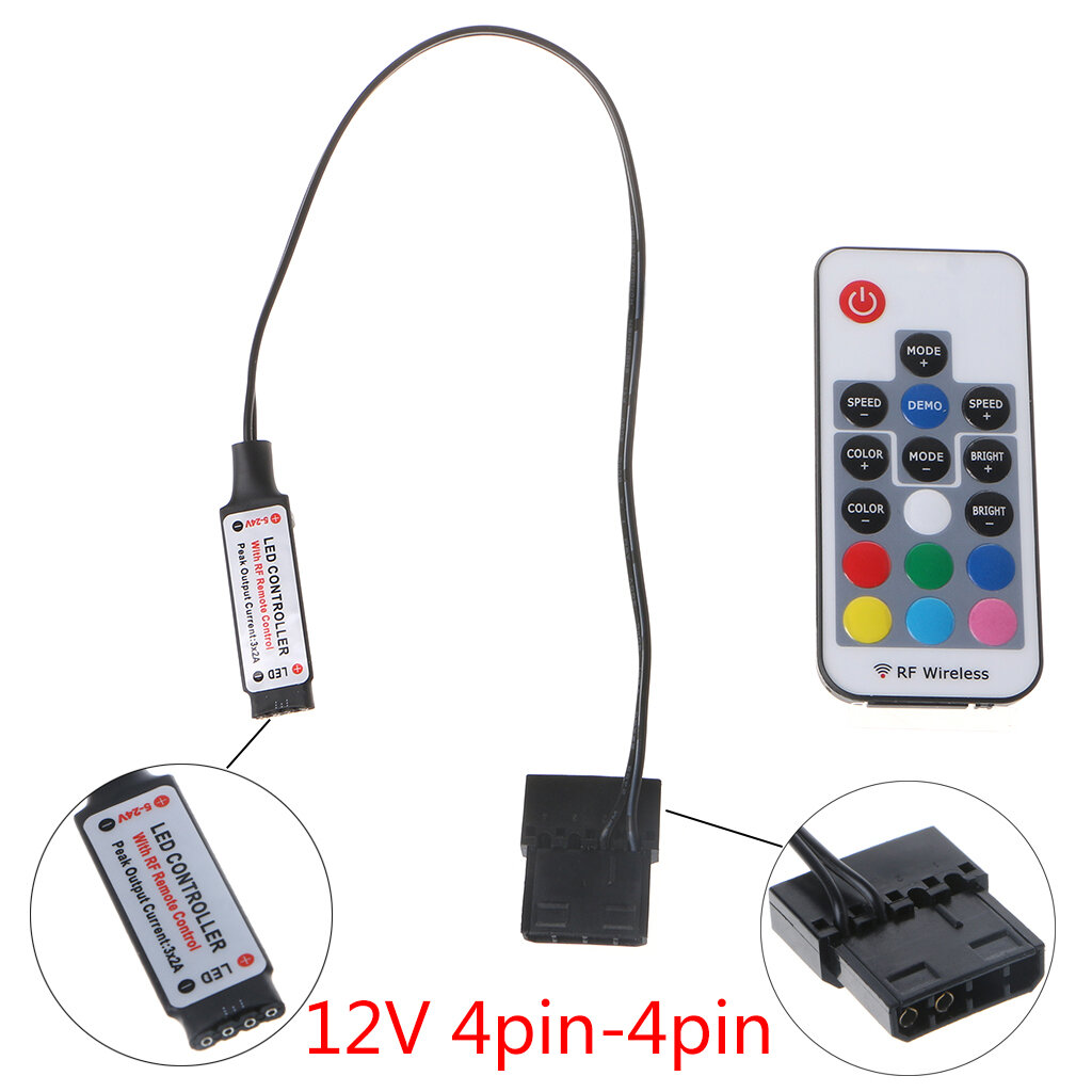 IR RF USB RGB Remote Wireless LED Controller Dimmer Dynamic Mode Infrared For Computer for Case Strip Light 3Pin 5V/4Pin
