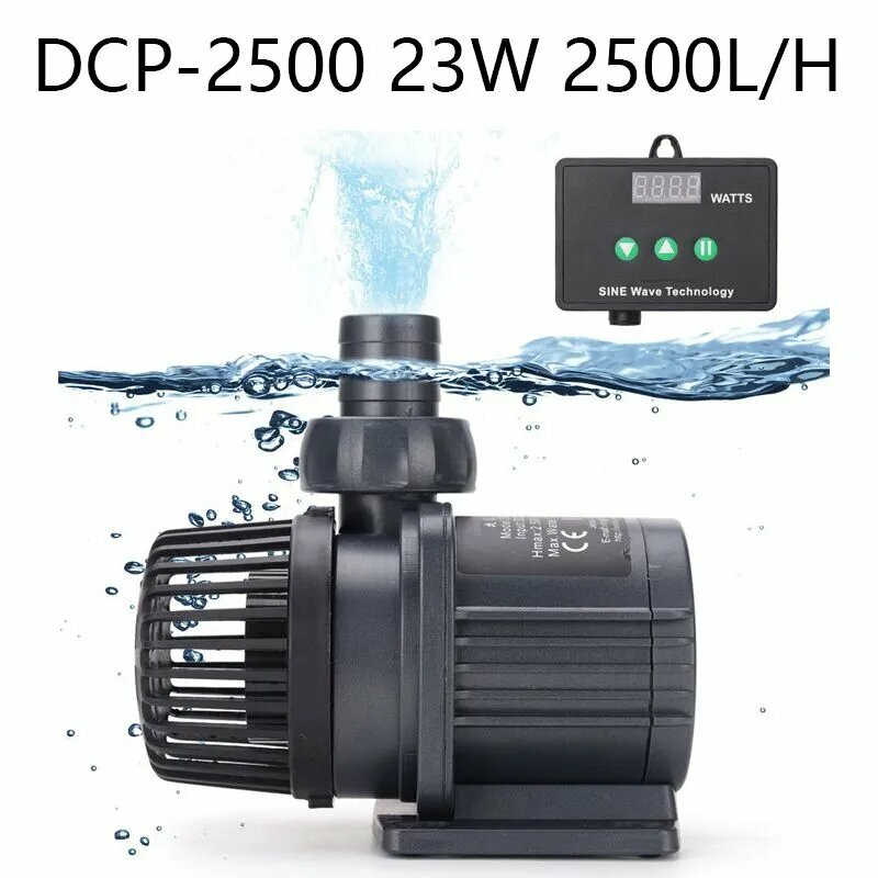 Погружной насос с частотным преобразованием jebao, DCP-2500, 23 Вт, 2500Л/ч, высота перекачки 2,5 м, внешний регулятор скорости, выход воды 20 мм 25 мм