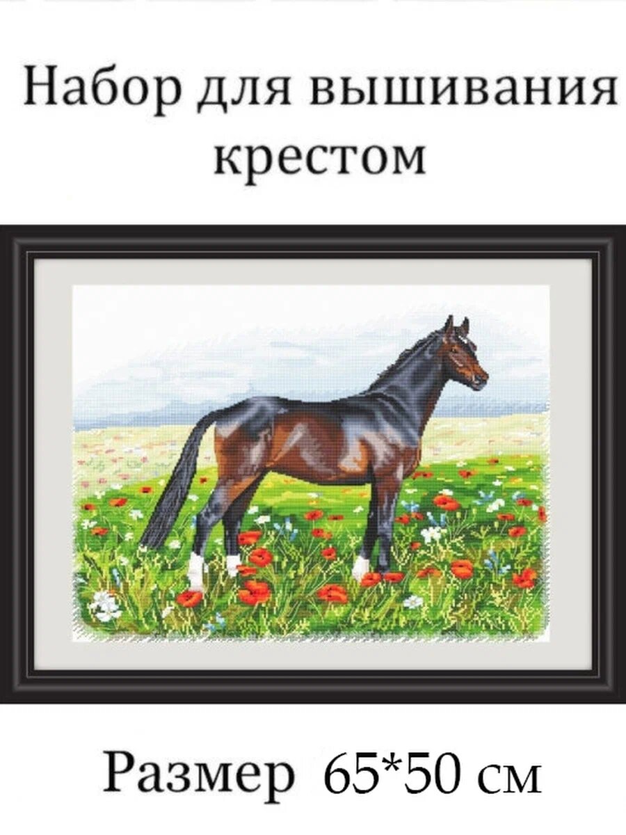 Набор для творчества, вышивка крестиком "Лошадь" (размер 65 см *50 см)