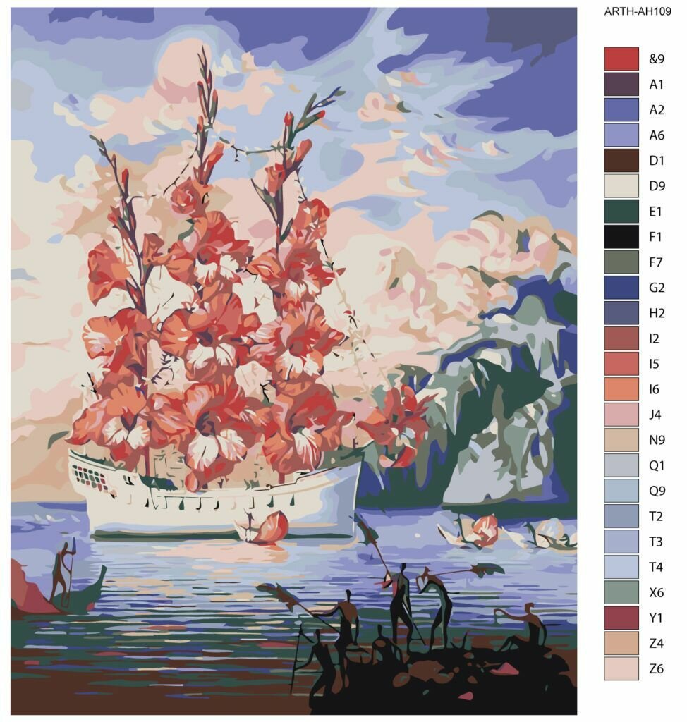 Картина по номерам "Цветочный корабль" AH109 40x50