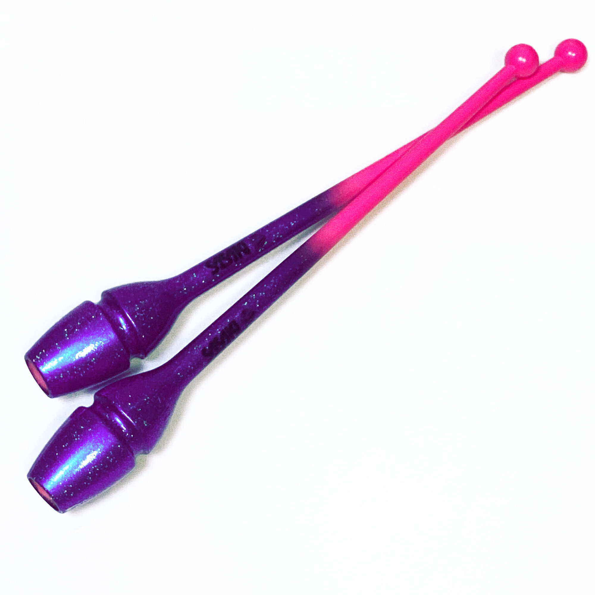 Булавы Sasaski 40,5 см М34 JKGН FIG с отверстием FRP x PP (розовый х фиолетовый глиттер)