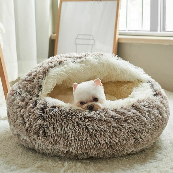 Закрытая лежанка домик для кошек и собак L 65 см (внутри - МЕХ) лежанка сплюшка