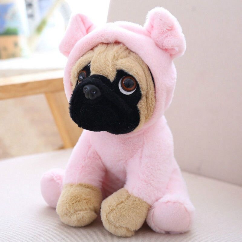 Мягкая и милая большая плюшевая игрушка 8" — собака породы мопс в семи разных нарядах