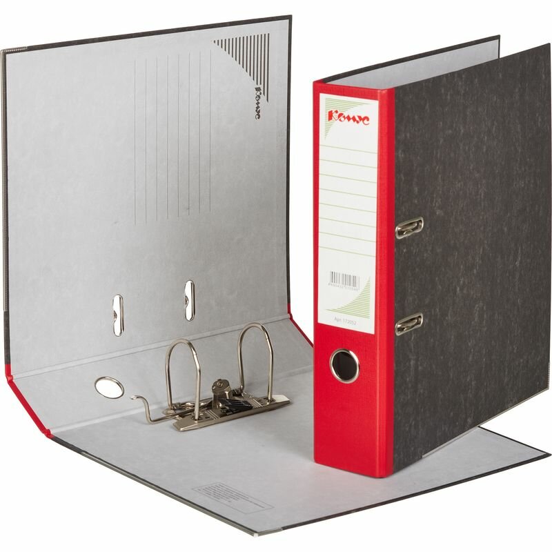 Папка-регистратор Комус 75 мм мрамор красная