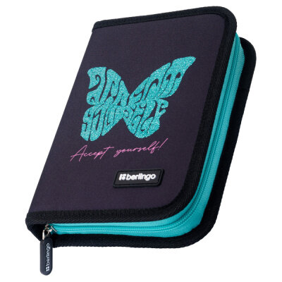 Акция ЛИК Пенал 1 отделение, 200*140*40 Berlingo "Butterfly", дополнительная откидная секция