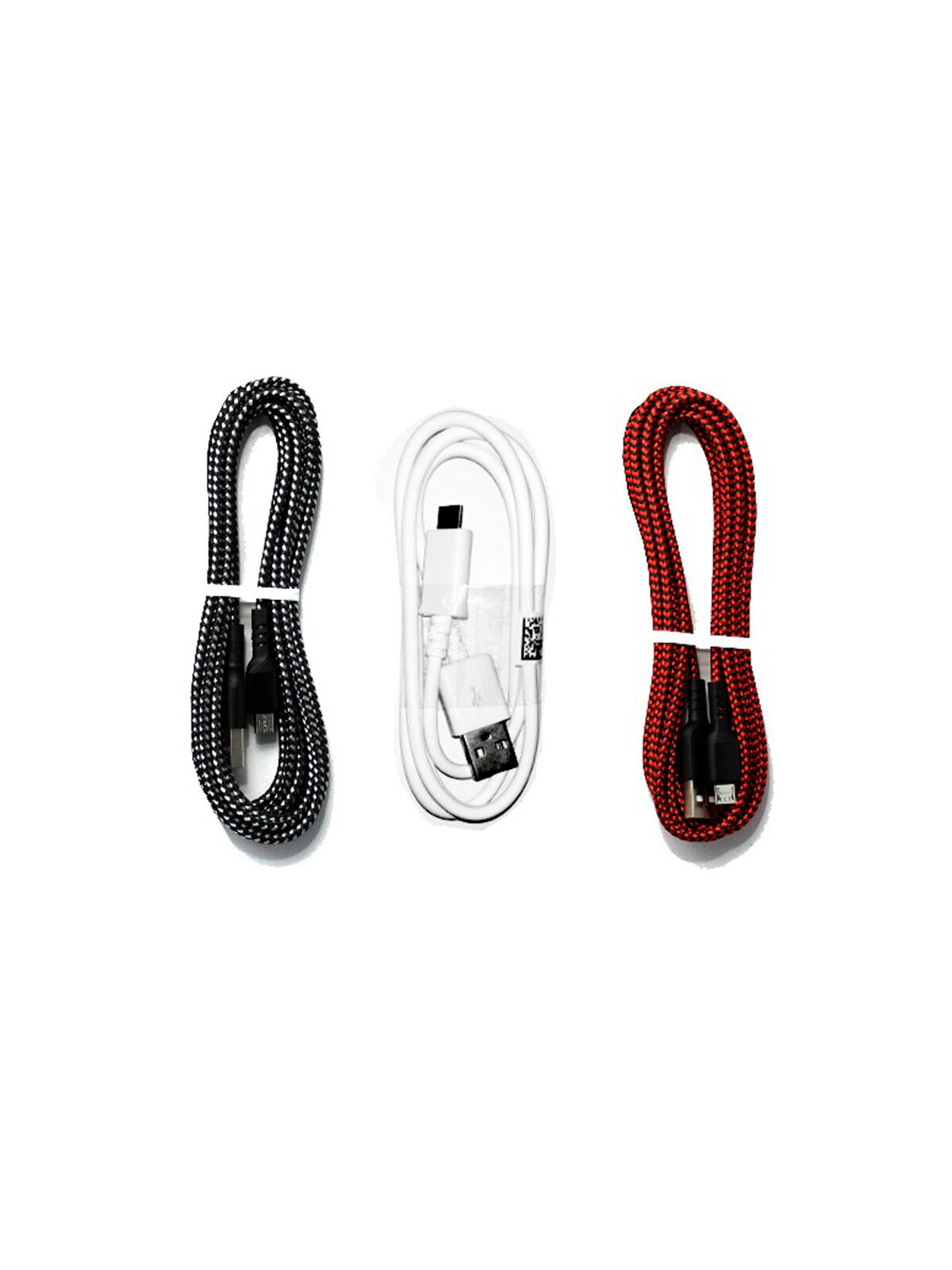 Набор кабелей micro USB для зарядки Android чёрный, красный, белый, длина 1 метр
