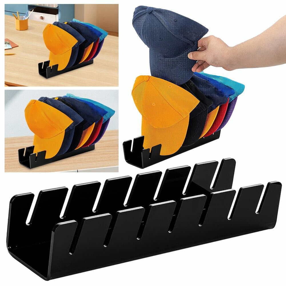 Акриловая подставка для бейсболок на 7 штук, держатель для хранения кепок без установки, органайзер для шкафа, комода или полки