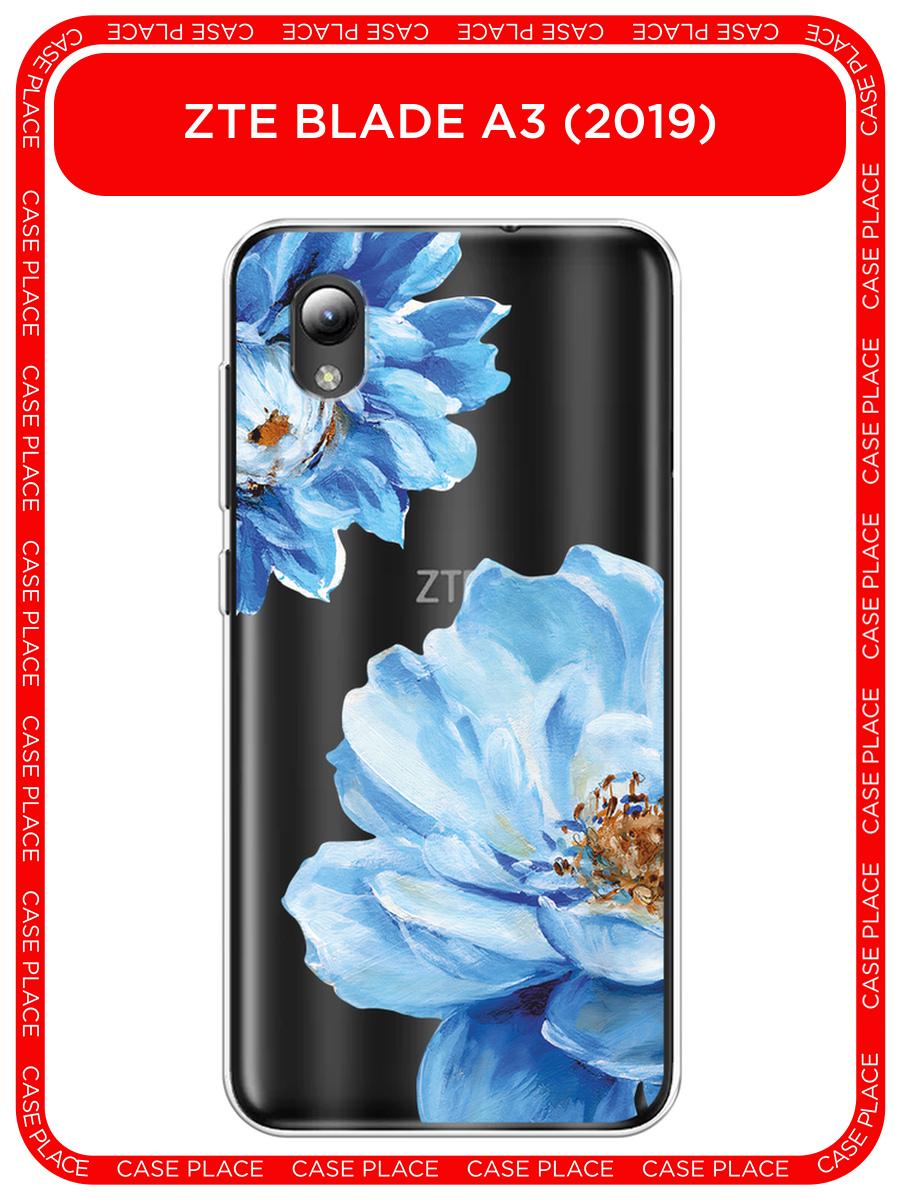 Чехол на ZTE Blade A31 Lite / ЗТЕ Блейд А31 Лайт с принтом Голубые клематисы, прозрачный