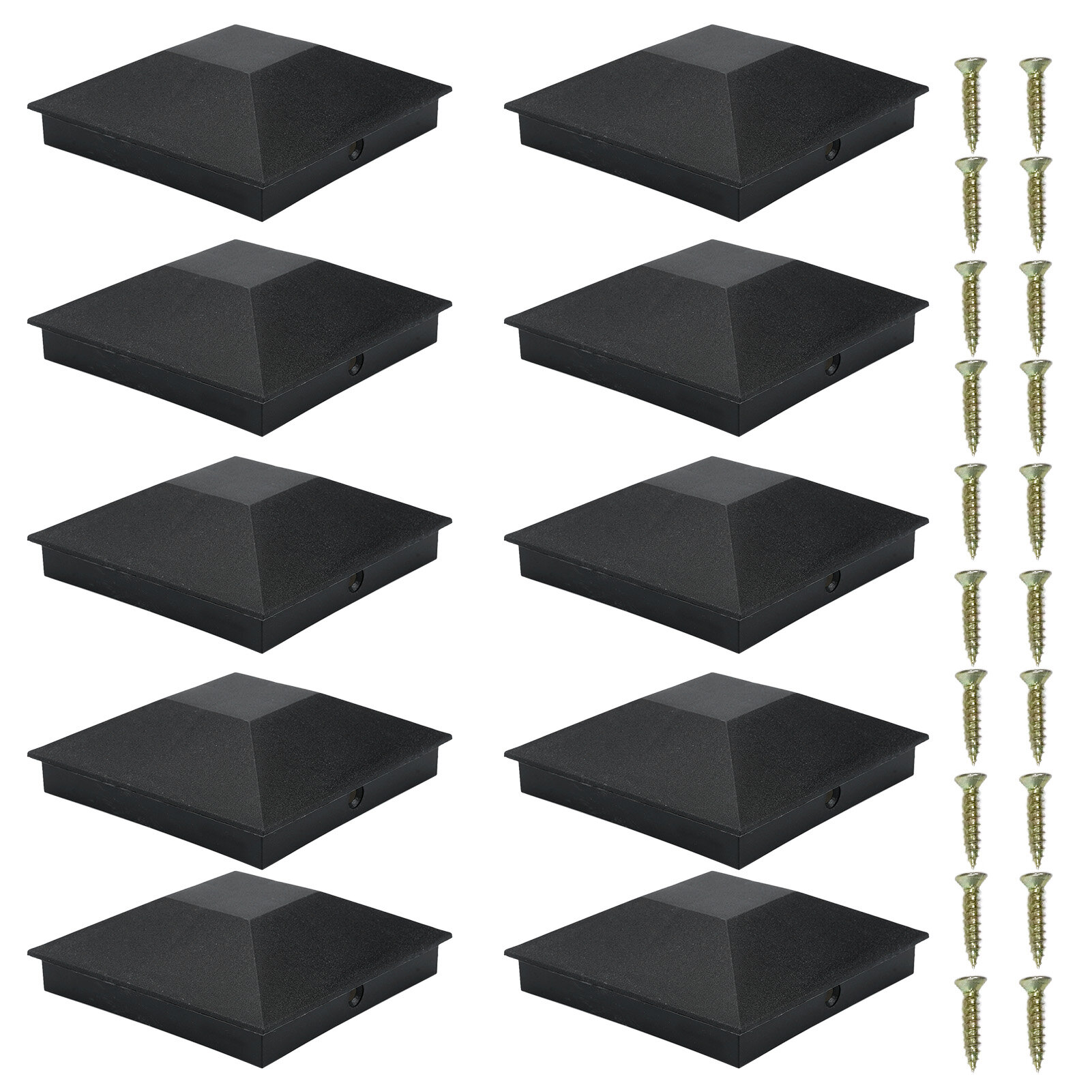 10 упаковок колпачков для столбов: размер 102x102 мм, деревянные/пластиковые, водонепроницаемые, УФ-защита, для наружных работ.