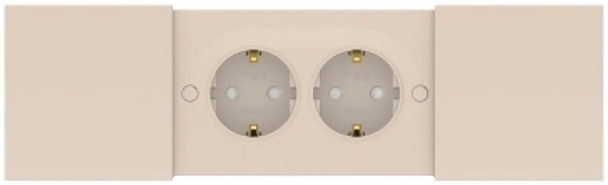 Розетка Schneider Electric AtlasDesign ATN000228, бежевая, двойная, с заземлением