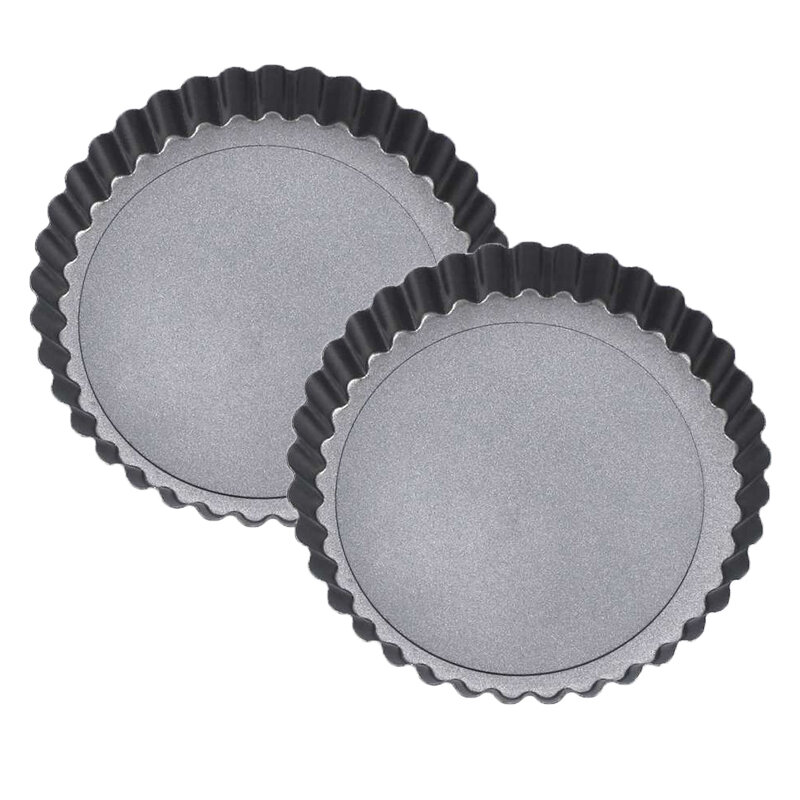 12-дюймовая круглая форма для пирога с антипригарным покрытием, 2 шт. в упаковке, съемная, съемная, рифленая, прочная форма для пирога, пиццы, формы для киша