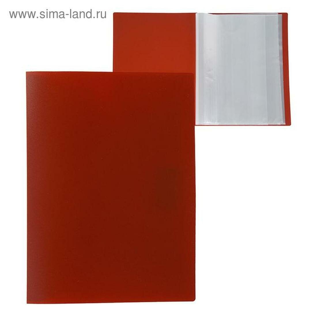 Папка с 60 вкладышами А4, 500 мкм, Calligrata, текстура "песок", красная
