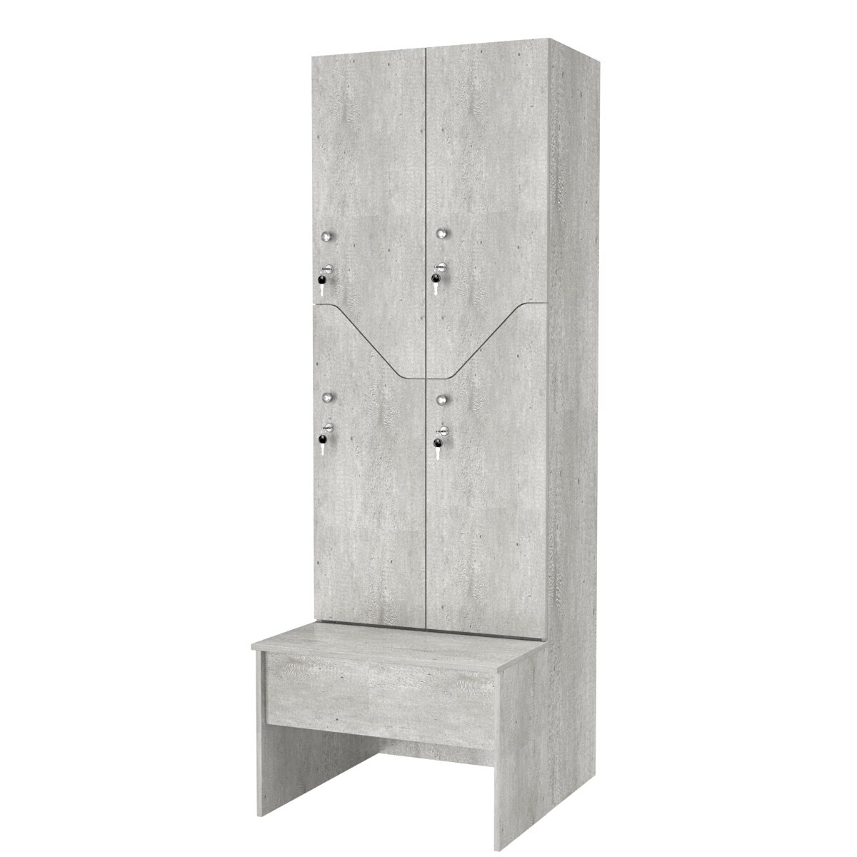 Шкаф для раздевалок со скамейкой комбо-элегия №2-1А, Метрополитан Грей