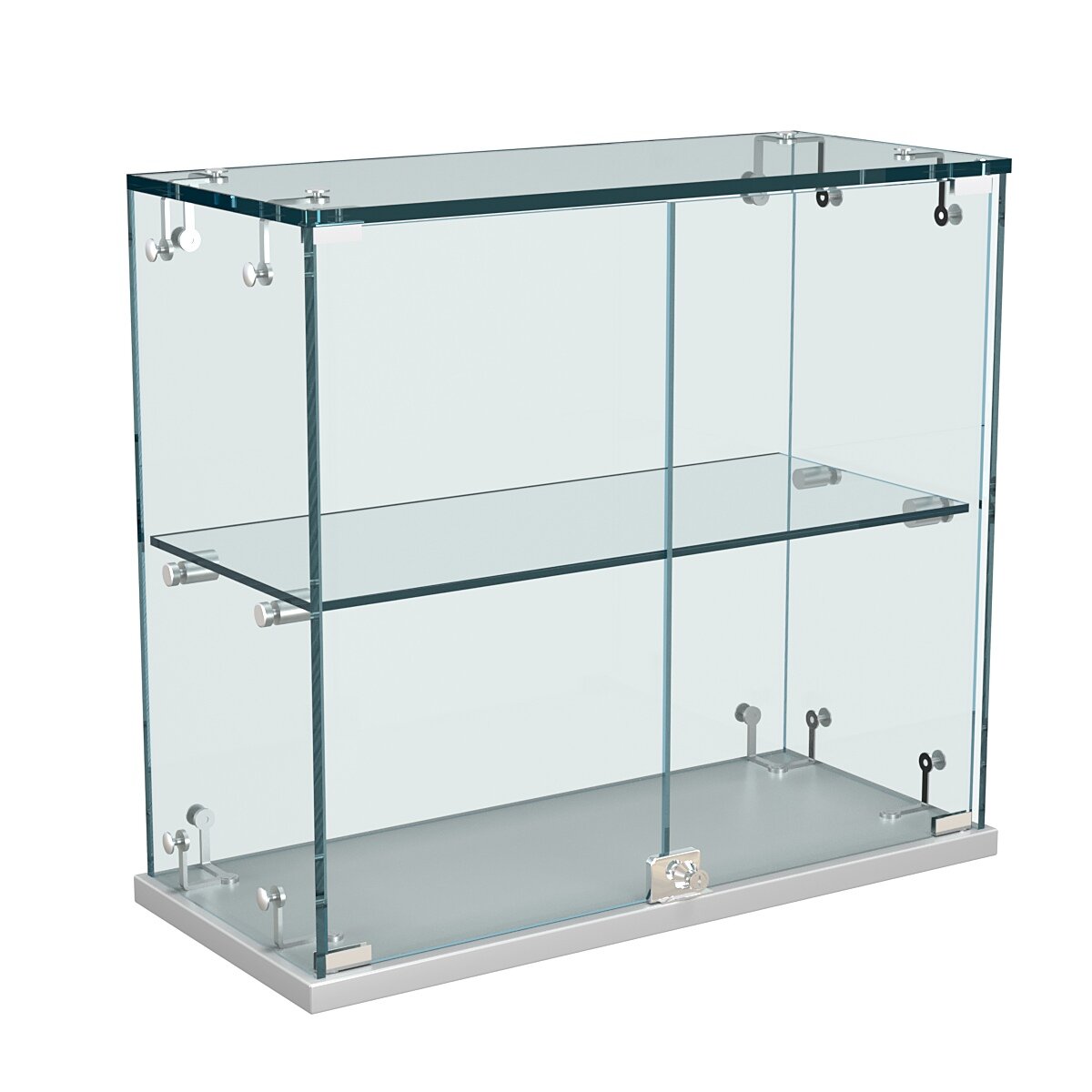 Витрина Истра настольная мини №4-2 с одной полкой и распашными дверками, Серый