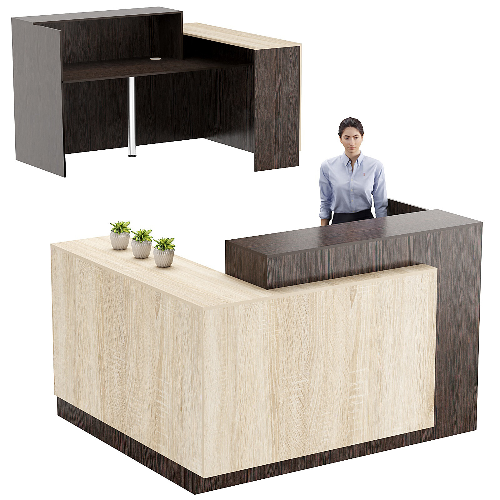 Стойка ресепшен верона №3А, Дуб Венге и Дуб Сонома
