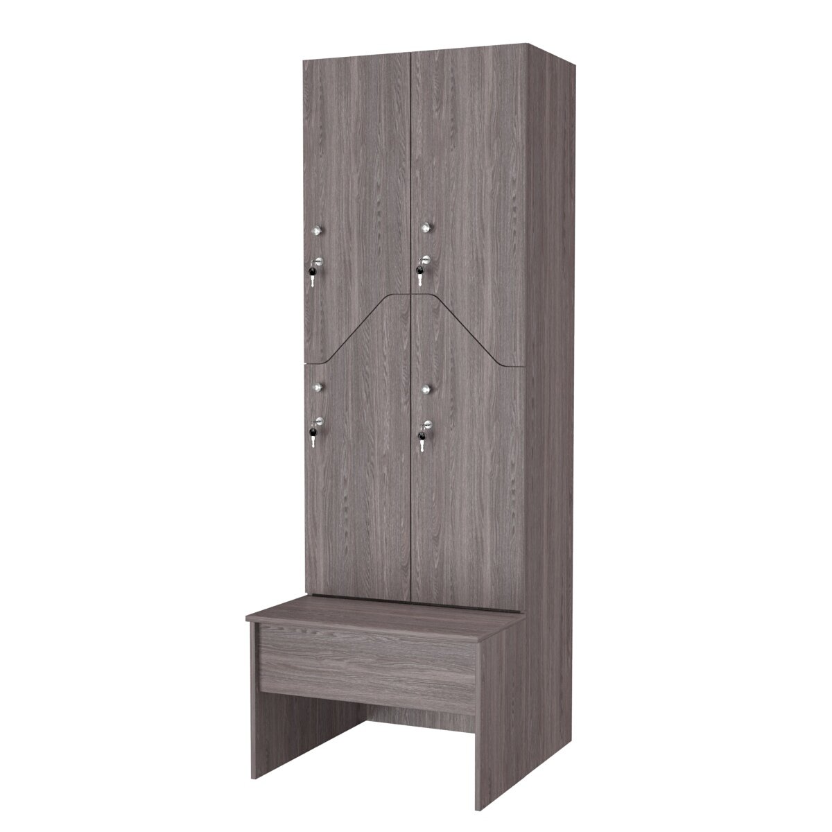 Шкаф для раздевалок со скамейкой комбо-элегия №2-1Б, Ясень Анкор темный