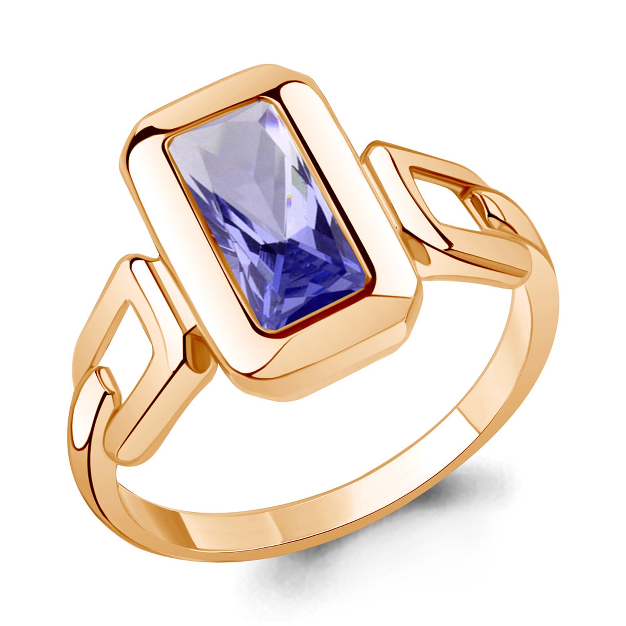 Кольцо, серебро, 925 проба, золочение, танзанит