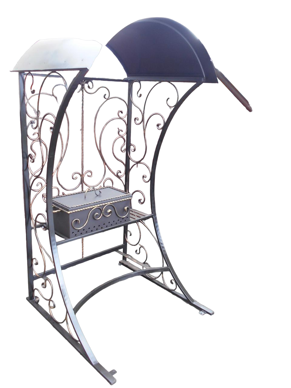 Мангал с крышей, с навесом, для дачи и дома, ручная работа с элементами ковки Классический
