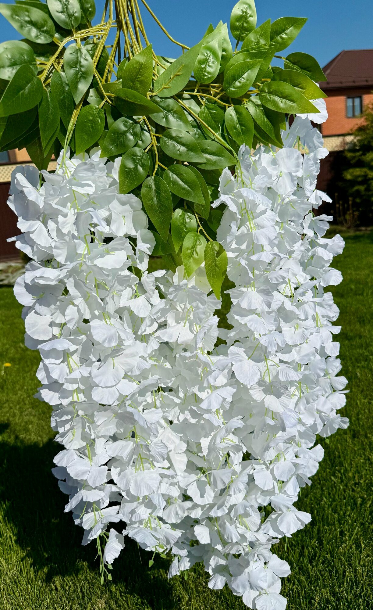 Глициния искусственная крупный цветок 6 см пышная лиана для украшения фотозон свадеб 6 веток