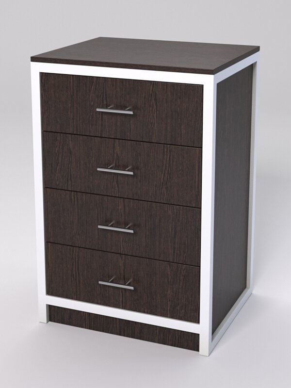 Тумба для офисной техники №3 "стронг" в стиле лофт, Дуб Венге + металлический каркас Белый