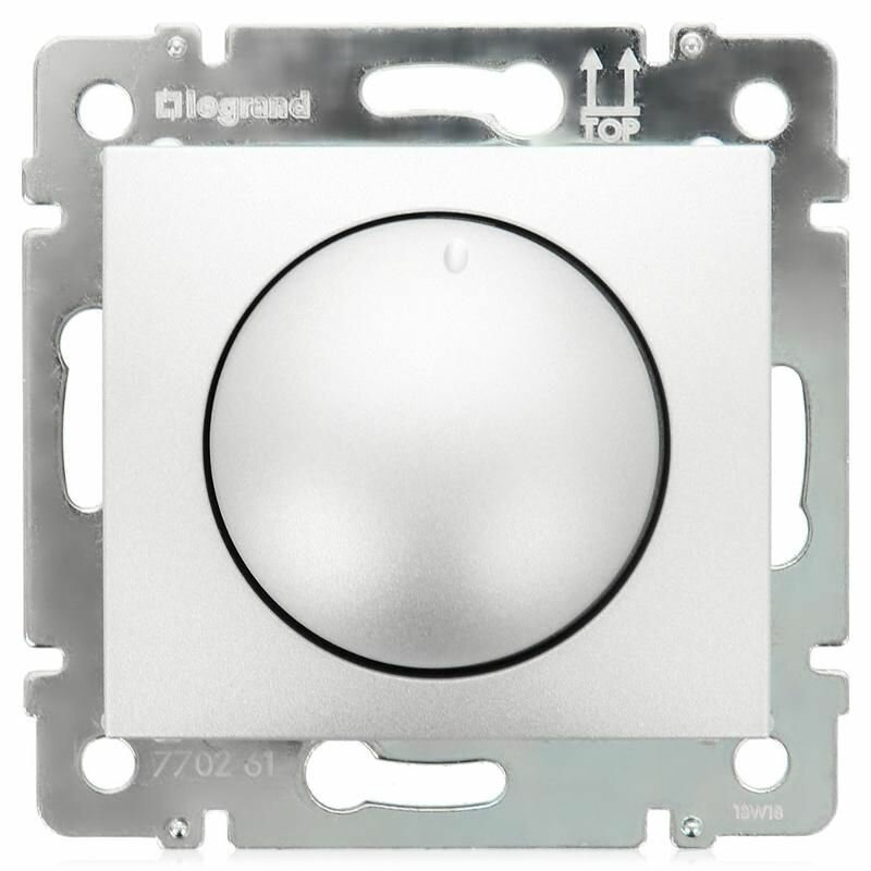 Legrand DIY Valena Алюм Светорегулятор поворотный 40-400W для ламп накаливания (вкл поворотом), 694348