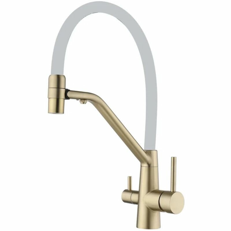Смеситель для кухни Fmark FS1462-C02 под фильтр с поворотным изливом белый/золото