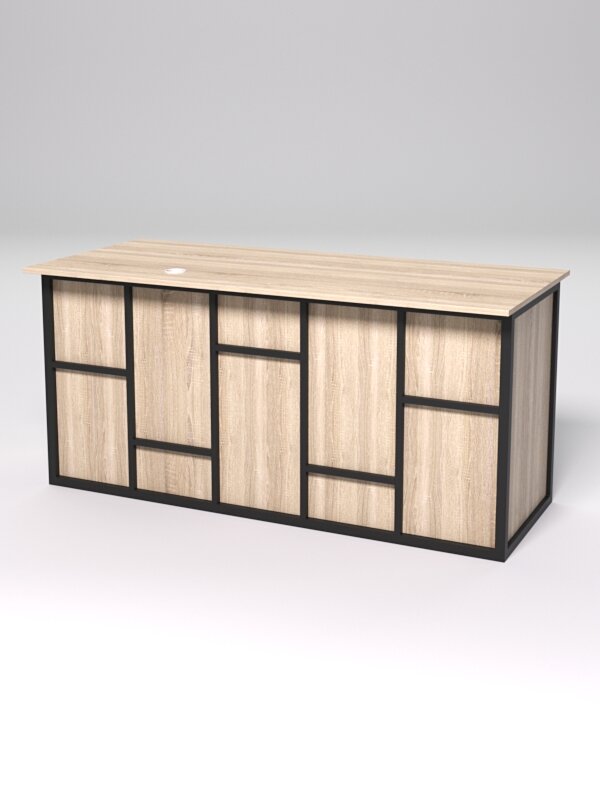 Стол двухтумбовый офисный С-07А "стронг" в стиле лофт декор №3, Дуб Сонома