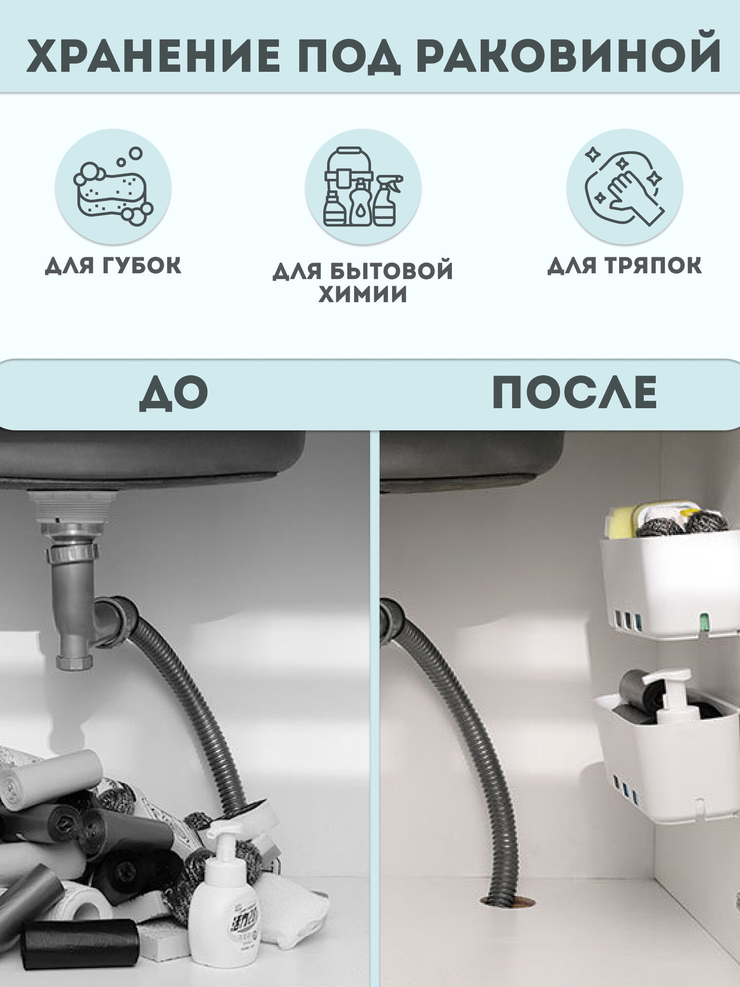 Настенный выдвижной контейнер для хранения под раковиной, под мойкой. Полка на кухню, корзина для хранения бытовой химии, органайзер для косметики. полка для специй
