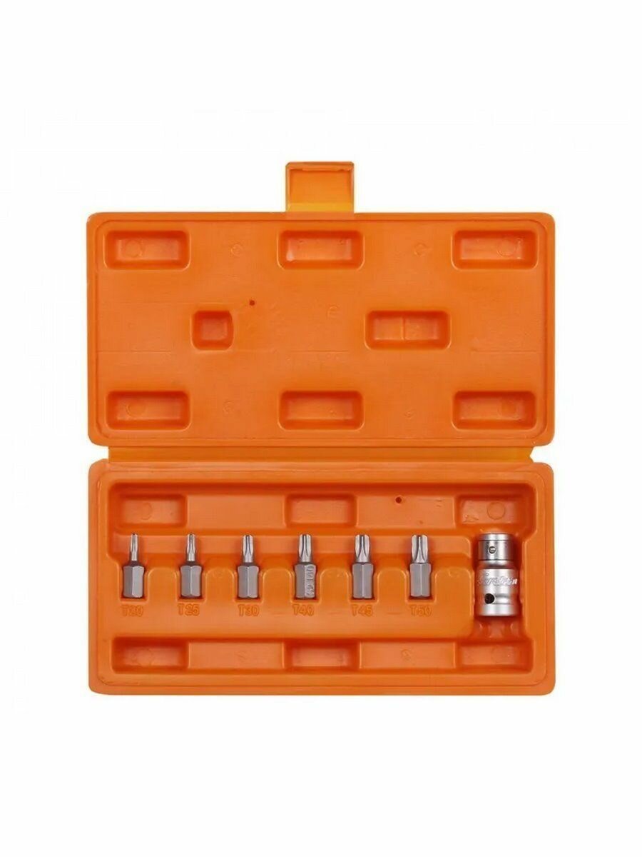 Набор бит вставок TORX 3/8" 30 мм с держателем бит 1/2" DR, 7 предметов в кейсе, Airline AT-B-20