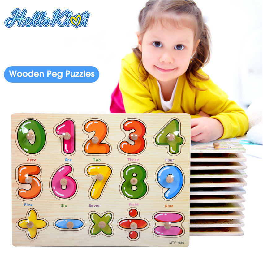 HelloKimi набор деревянных головоломок-колышек для малышей деревянные головоломки-колышки для малышей 2 3 4 5 лет головоломки с цифрами и буквами дошкольные образовательные головоломки-колышки игрушки для занятий подарок для мальчиков и девочек