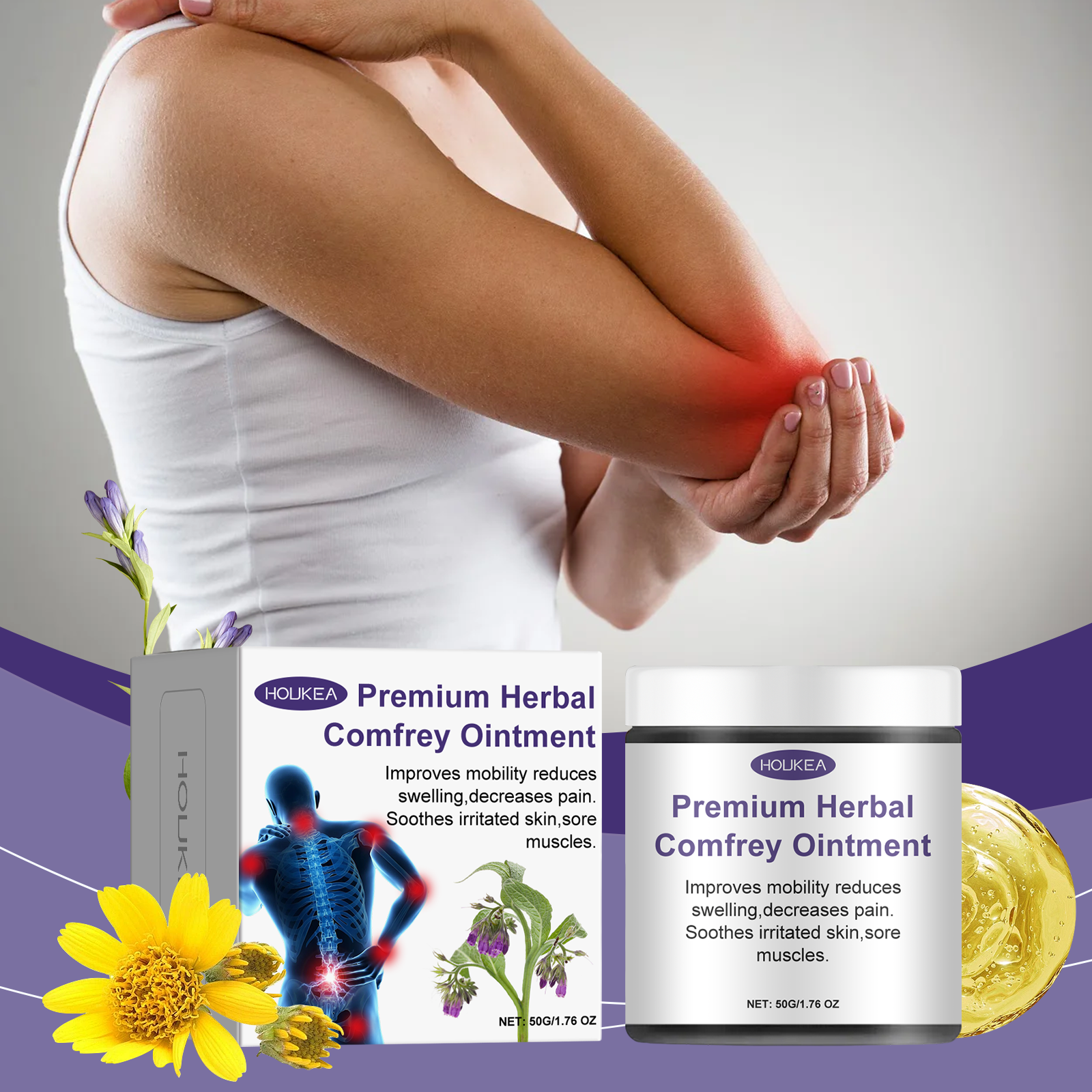 Крем для ухода за суставами Houkea увлажняющий восстанавливающий массаж коленного и лучезапястного суставов нежная формула крема для ухода за телом