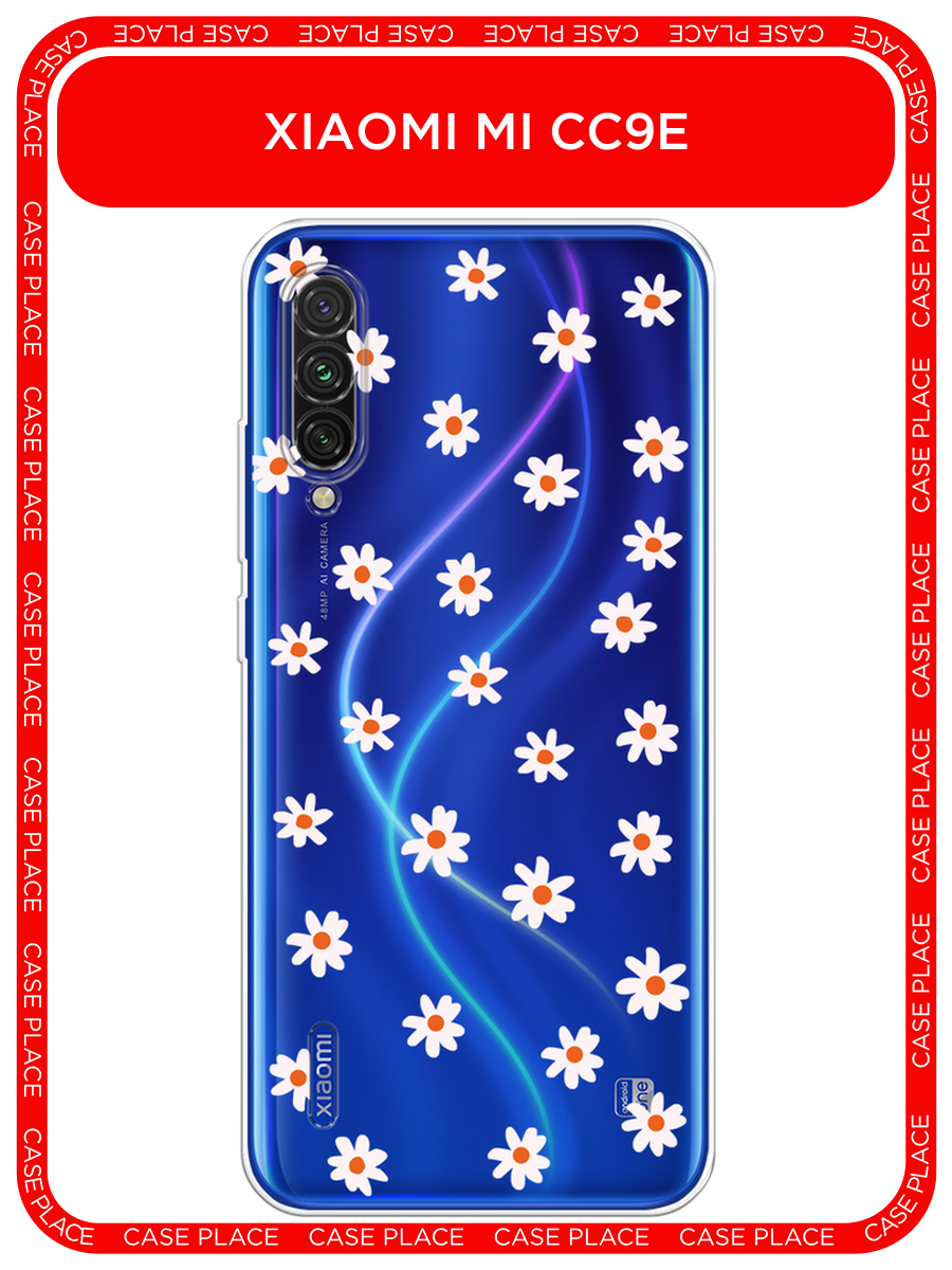 Чехол на Xiaomi Mi CC9E/Mi A3 / Сяоми Mi CC9E/Mi A3 с принтом Ромашки, прозрачный