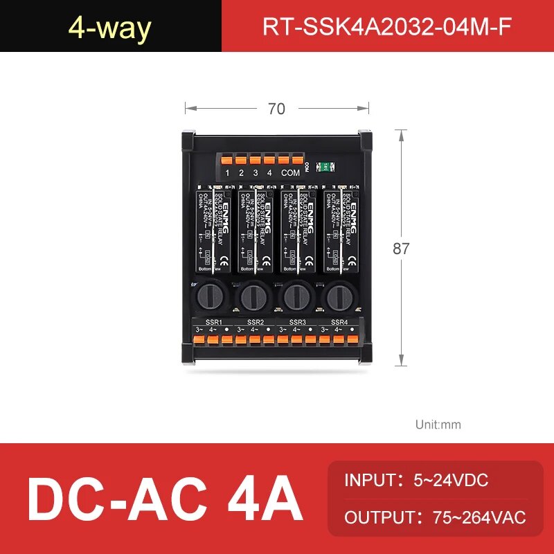 ENMG AC Inline 2 4 6 8 10 12 16-полосный твердотельный релейный модуль RT-SSK Бесконтактный DC PLC Плата усилителя переменного тока 5-24 В Защита предохранителей