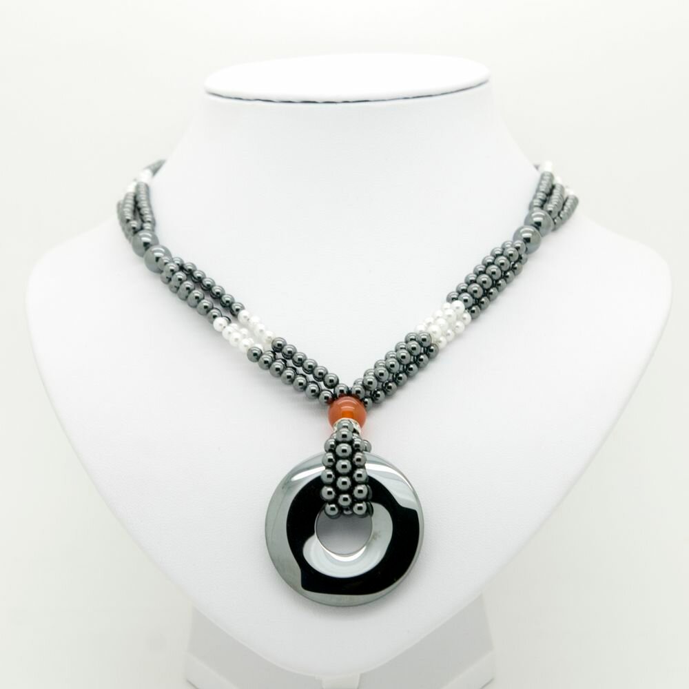 Колье, сердолик, бисер