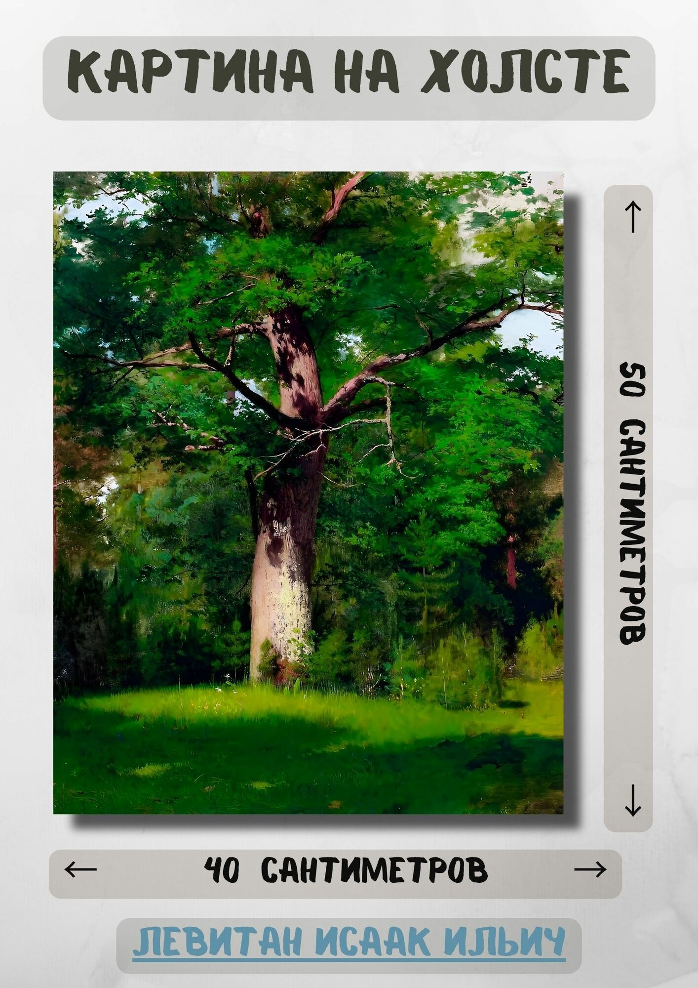 Левитан Исаак Ильич - "Дуб" 40х50 см репродукция на холсте