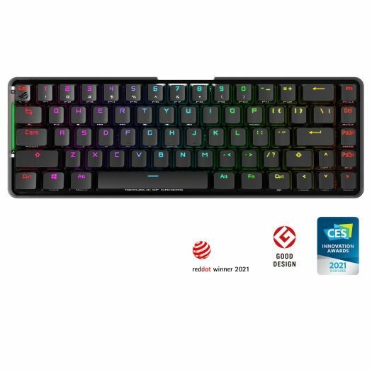 Игровая клавиатура еспроводная механическая ASUS M601 ROG Falchion 68 клавиш, подсветка RGB, с интерактивной сенсорной панелью, переключателями Cherry MX RED 450 часов автономной работы